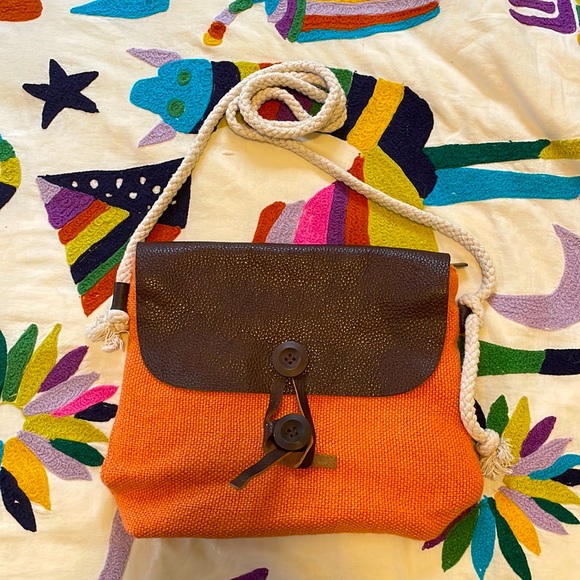 Bags | Handmade Spanish Leather And Hemp Saffron Orange Purse | Poshmark
